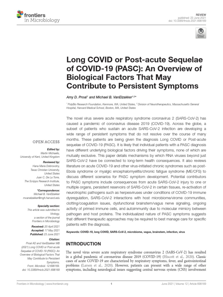 Long COVID or Post-Acute Sequelae of COVID-19 (PASC) - An Overview of Biological Factors That ...