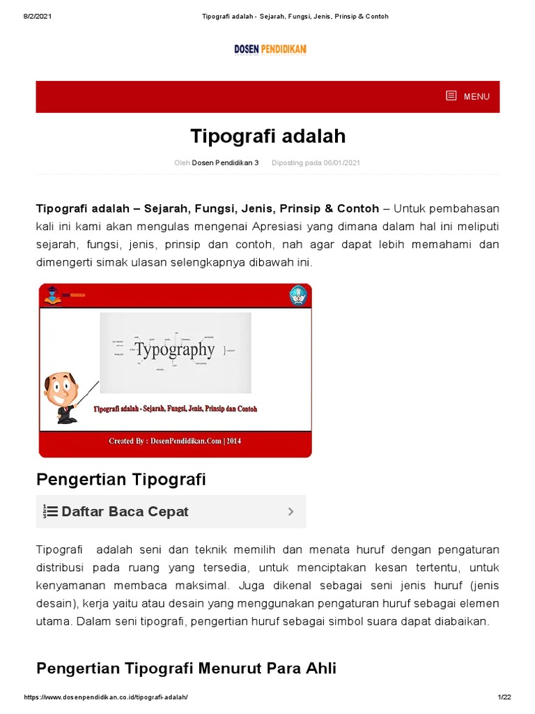 Tipografi Adalah - Sejarah, Fungsi, Jenis, Prinsip & Contoh | PDF