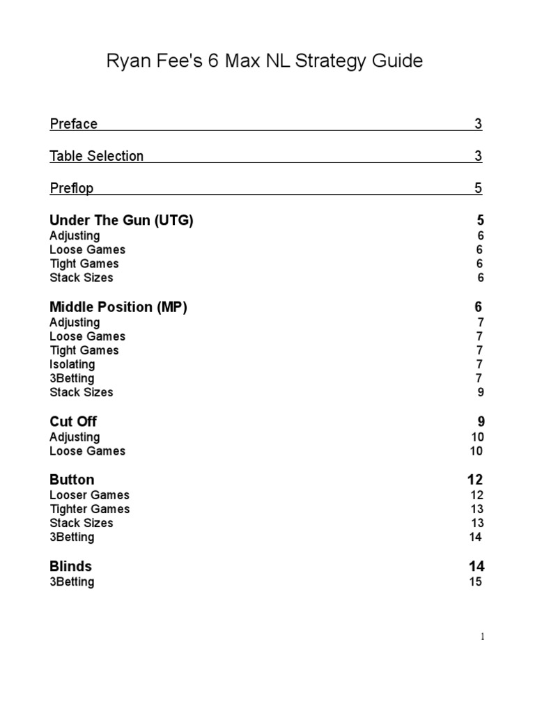 Ryan Fees 6maxNL Guide | PDF