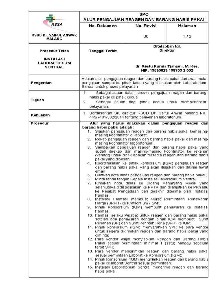 Spo Alur Pengajuan Reagen | PDF