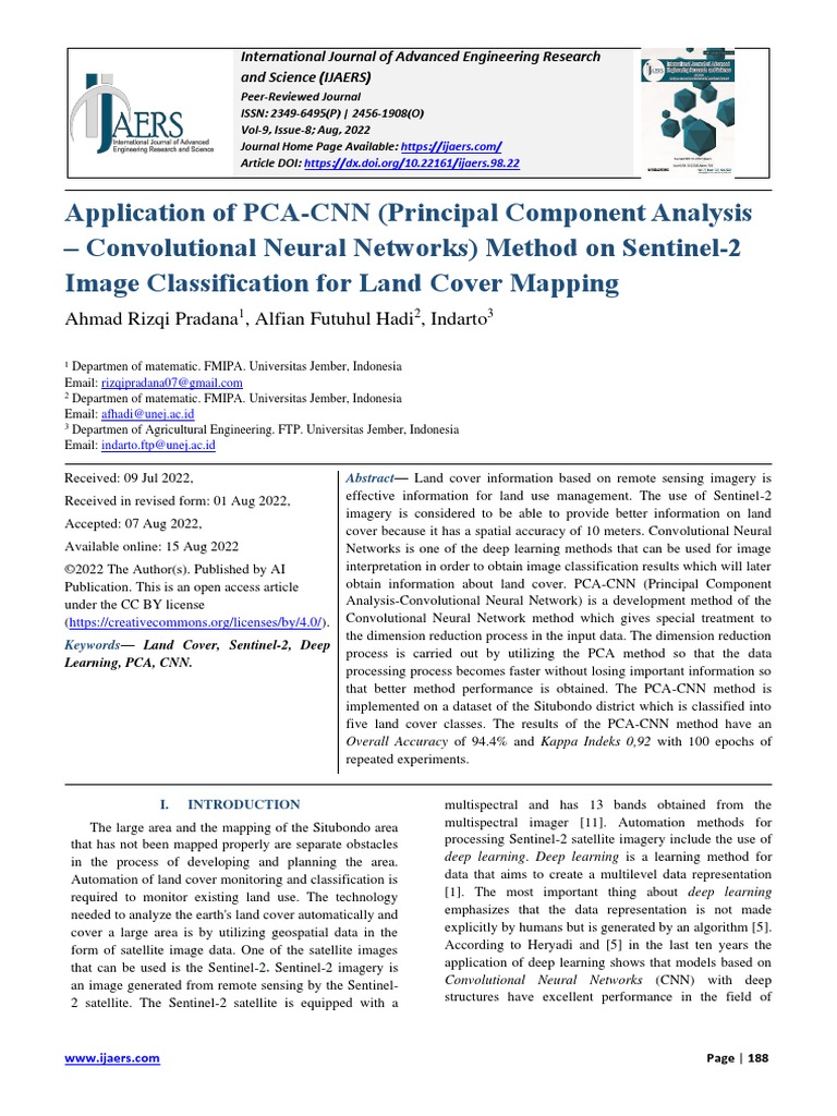 Application of PCA-CNN (Principal Component Analysis - Convolutional ...
