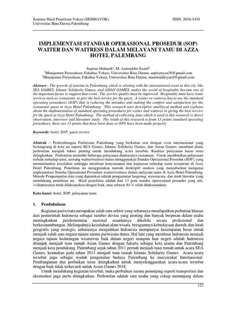 Implementasi SOP Waiter dan Waitress | PDF | Hospitality Industry