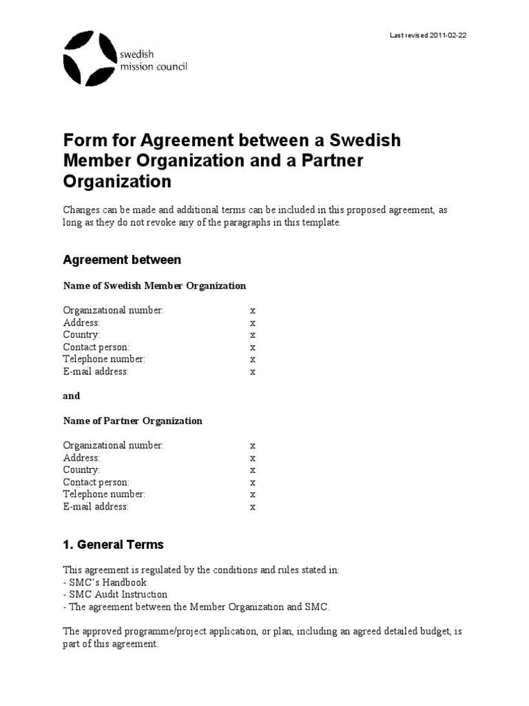 Swedish Member-Partner Agreement Form | PDF