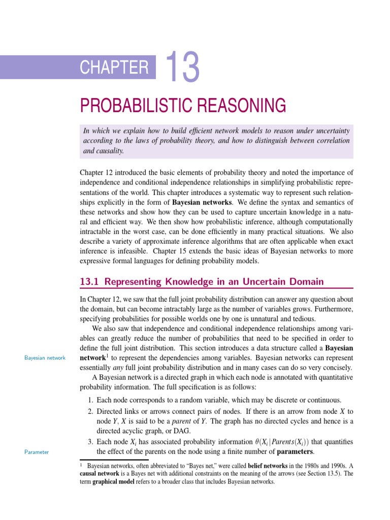 Probabilistic Reasoning: 13.1 Representing Knowledge in An Uncertain Domain | PDF | Bayesian ...