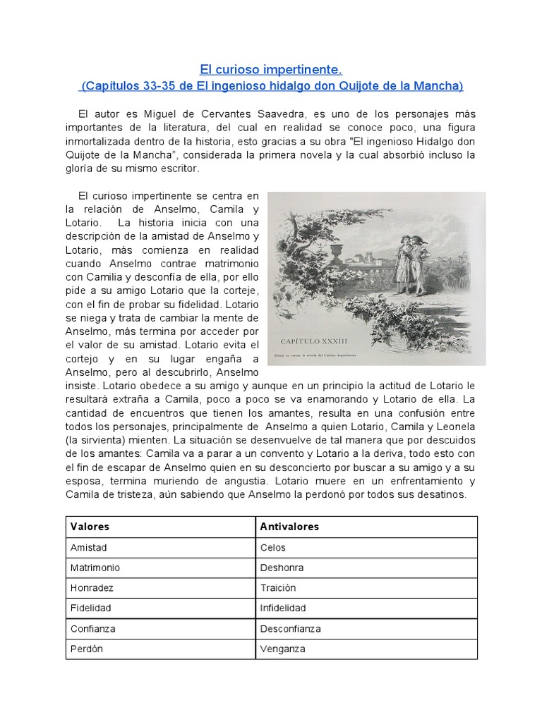 El Curioso Impertinente | PDF | Don Quijote
