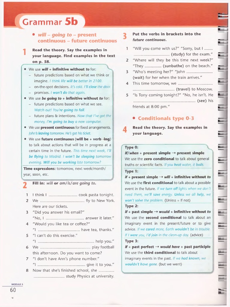Grammar 5b: - Will - Going To - Present Continuous - Future Continuous ...