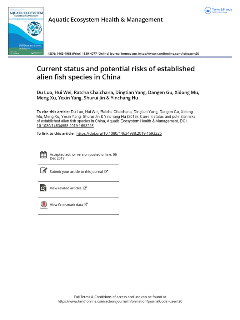 Current Status and Potential Risks of Established Alien Fish Species in ...