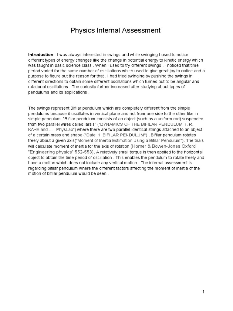Physics Internal Assessment (3) (1) (1) Updated (3) Final | PDF | Rotation Around A Fixed Axis ...