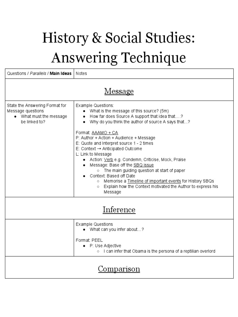 History Social Studies Answering Technique | PDF | Science ...