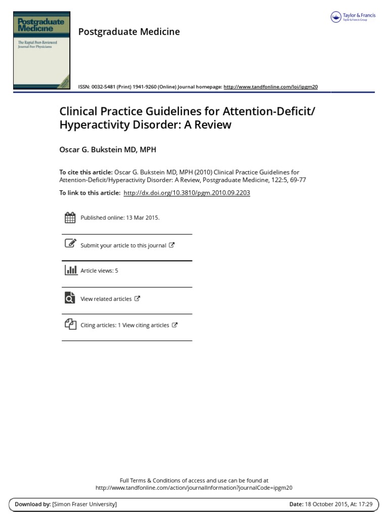 Clinical Practice Guidelines For Attention-Deficit/ Hyperactivity Disorder: A Review | PDF ...