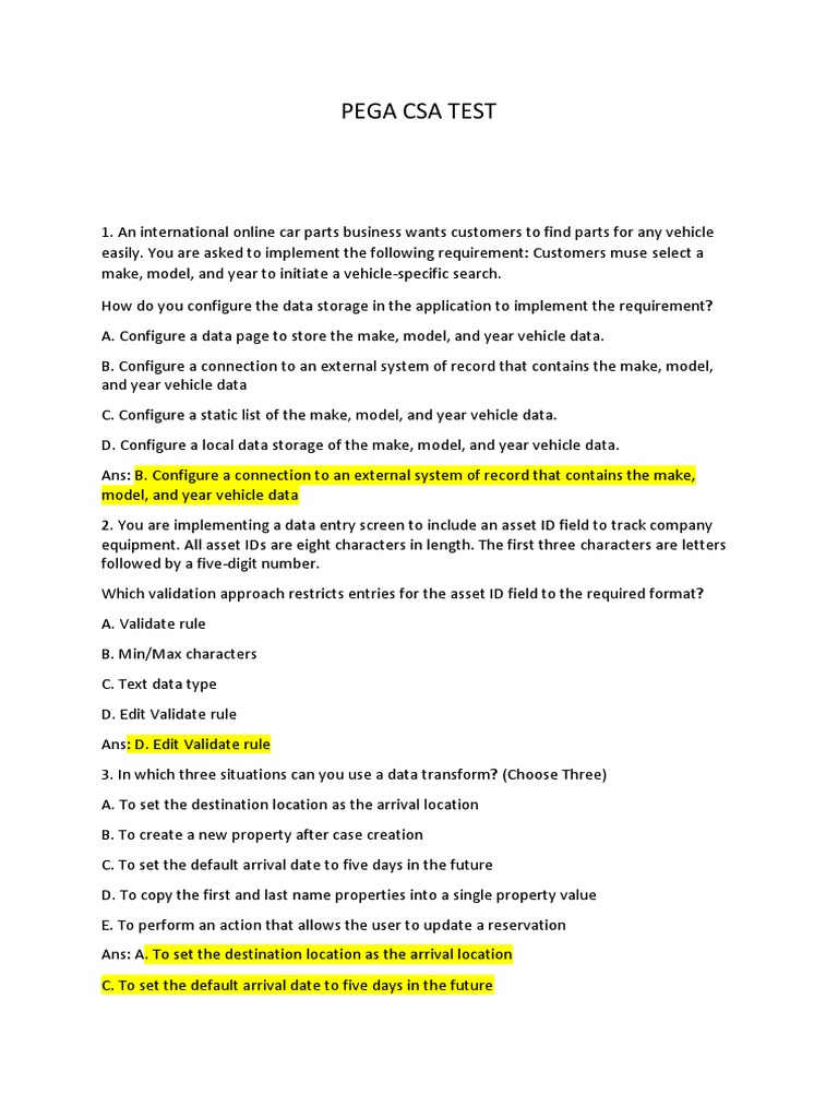 Pega Csa Test | PDF | Databases | Page Layout