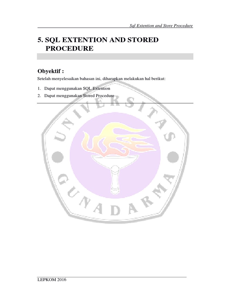 Pert 5 - SQL Extention Dan Stored Procedure | PDF | Komputer | Teknologi & Rekayasa