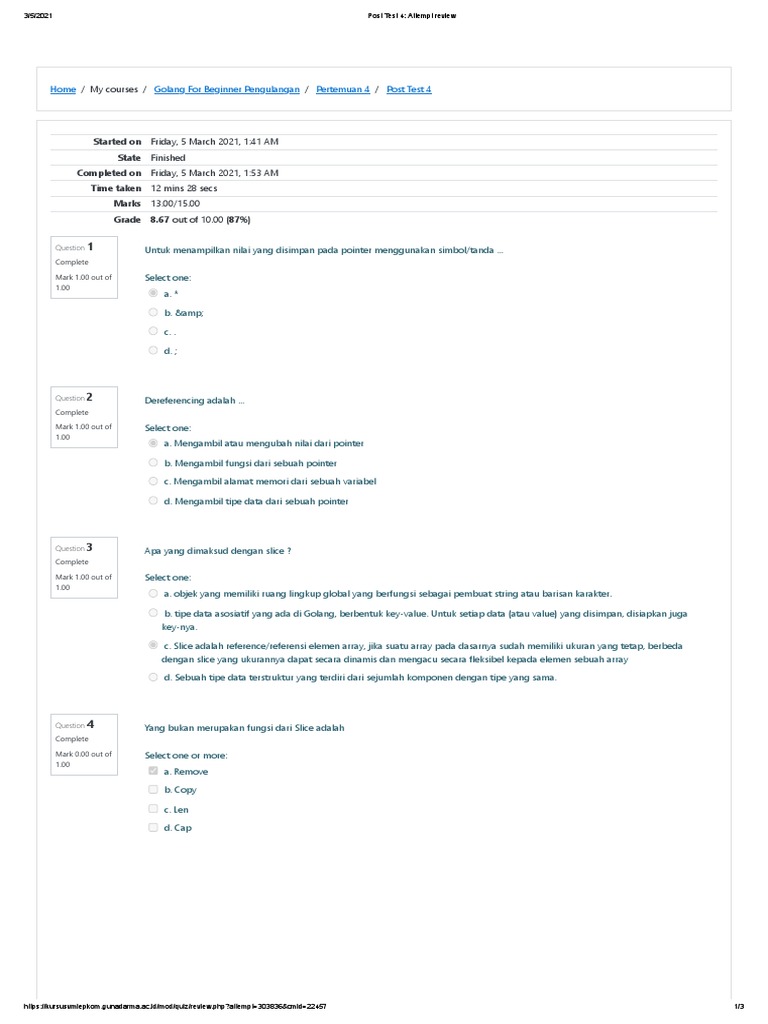 Ujian Akhir Golang: Post Test 4 | PDF