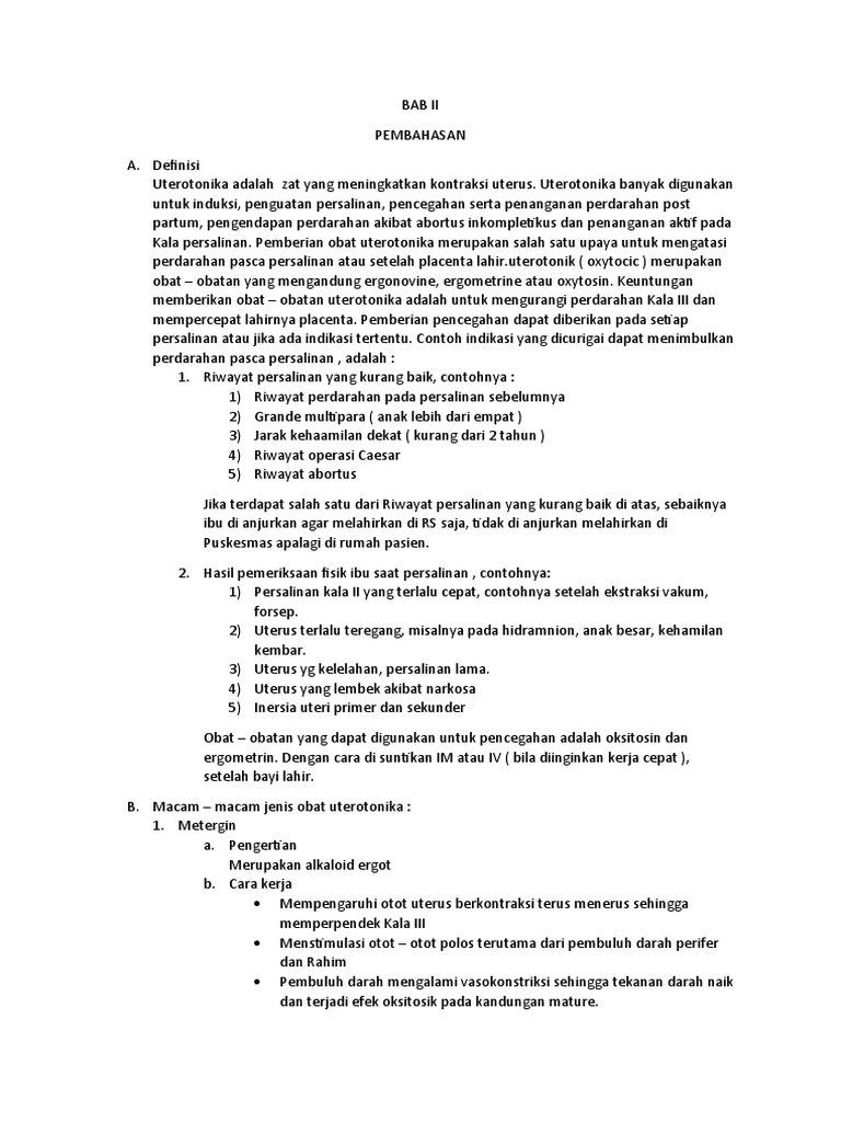 Farmako Obat Uterotonika KIKI | PDF | Pengembangan Diri | Kesehatan Holistik