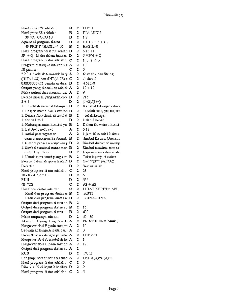Algoritma Pemrograman 1 A | PDF