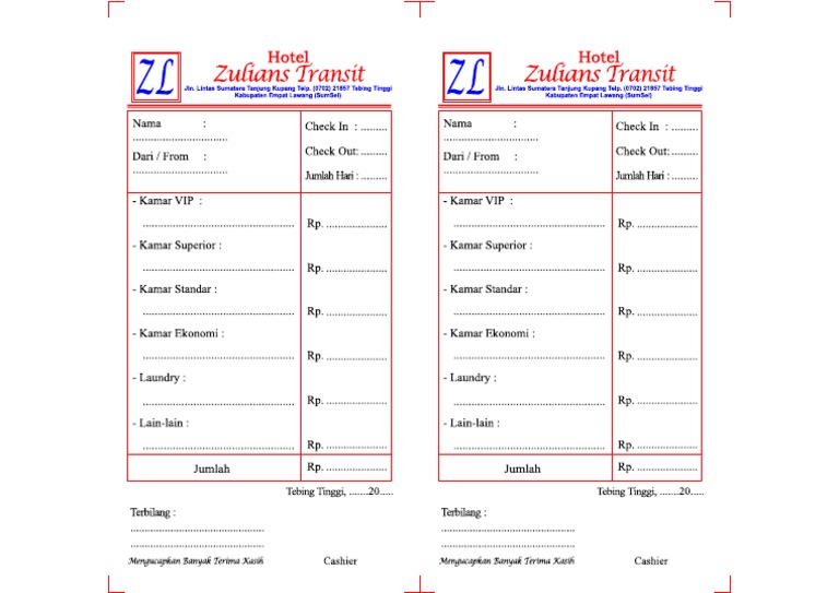 Nota Hotel Zulians Transit 2 | PDF