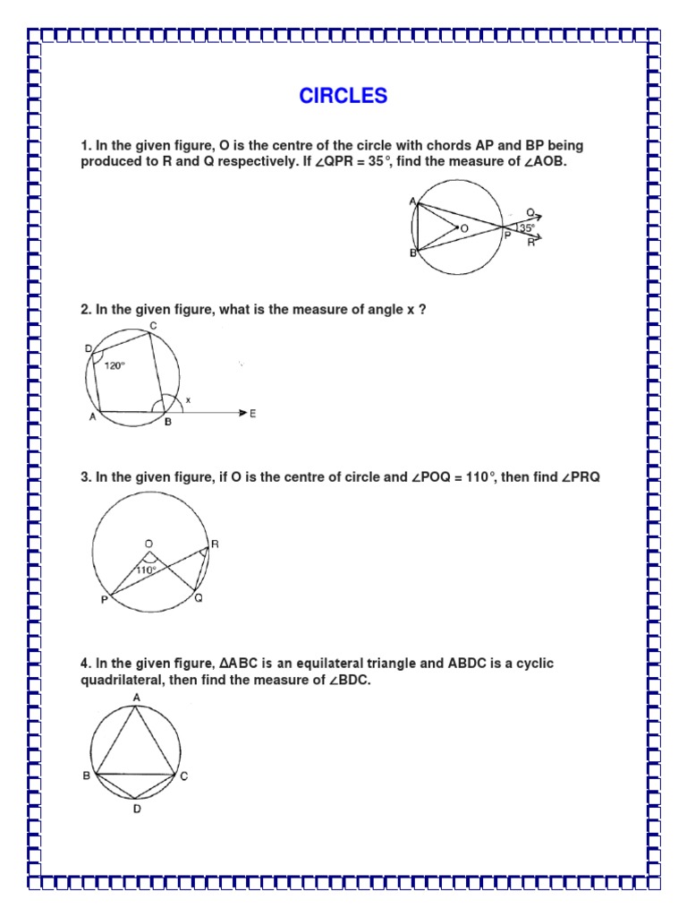 Circles: QPR 35°, Find The Measure of AOB | PDF | Circle | Geometry