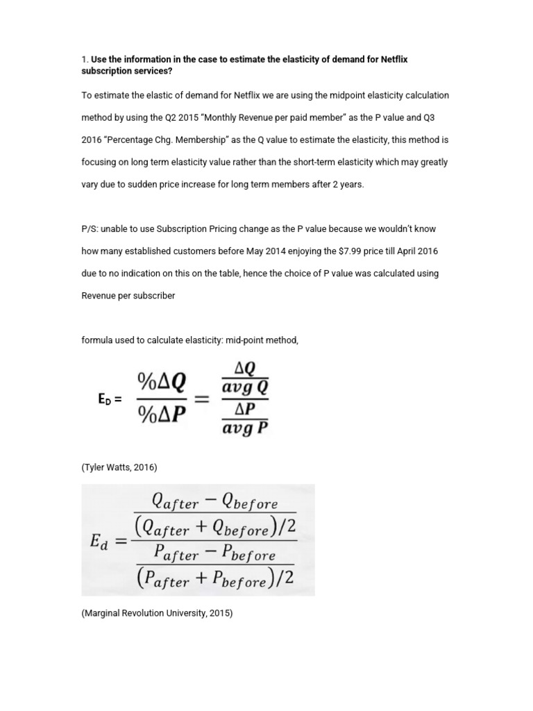ELasticity of Demand For Netflix | PDF | Price Elasticity Of Demand ...
