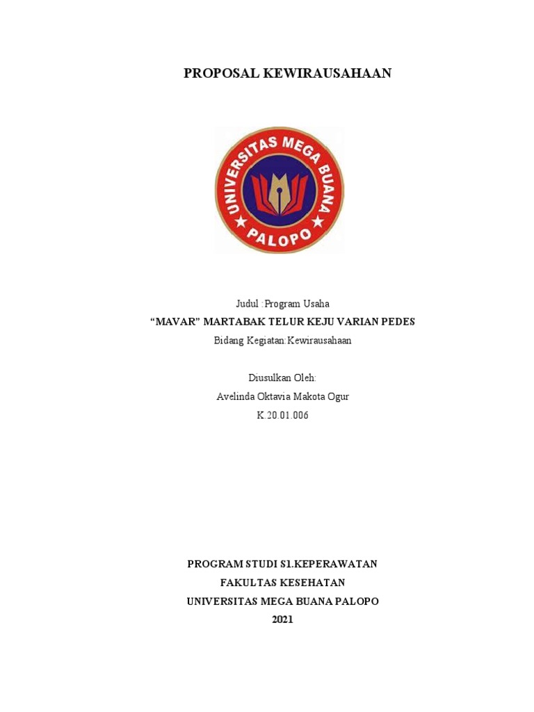 Proposal Usaha Mavar Martabak Telur | PDF | Memasak, Makanan, & Anggur