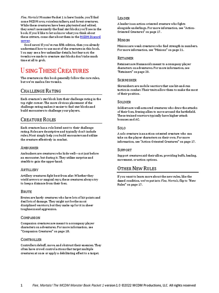 Flee Mortals Creature Packet 1 v1.0 | PDF