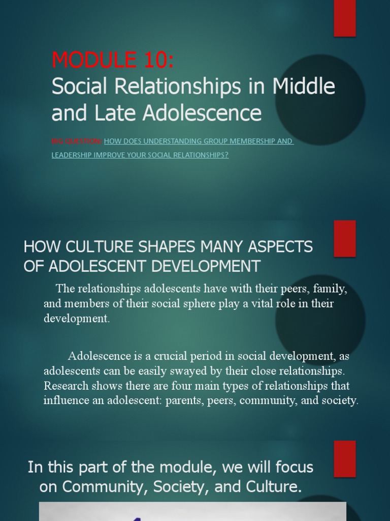 Social Relationships in Adolescence | PDF | Adolescence | Servant ...