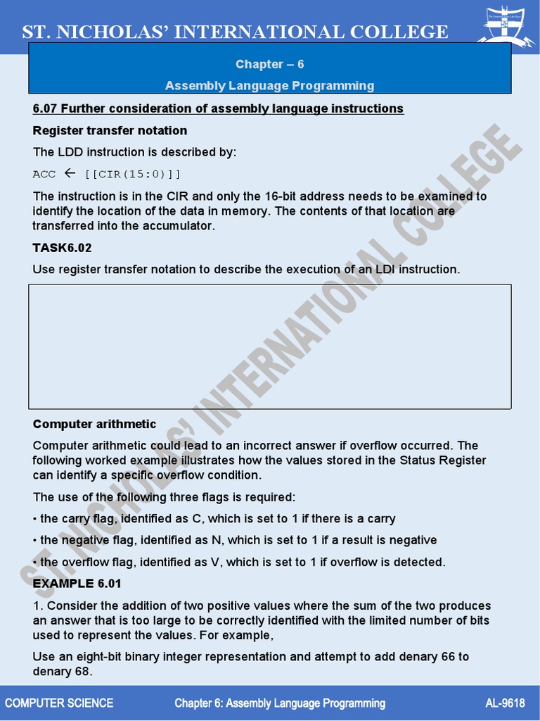 9618 Ch-6.07 Further Consideration of Assembly | PDF | Assembly Language | Integer (Computer ...