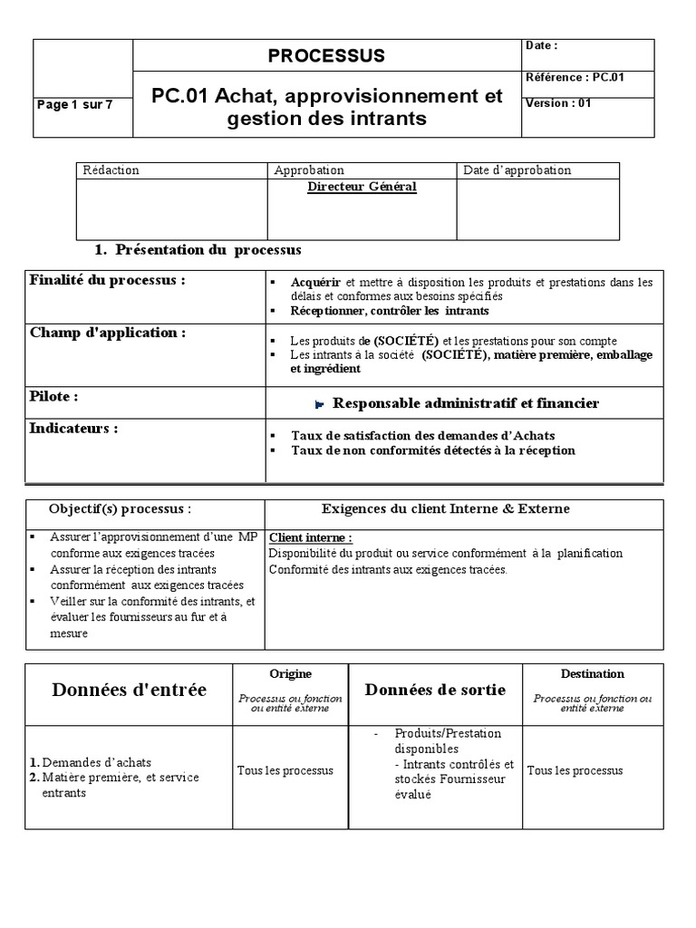 Processus d'Achat et Approvisionnement | PDF | Planification | Business