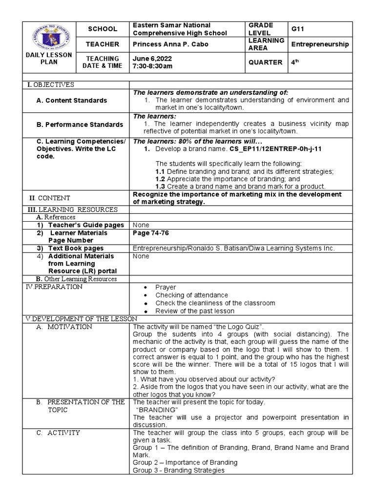 The Learners Demonstrate An Understanding Of: The Learners:: Daily ...