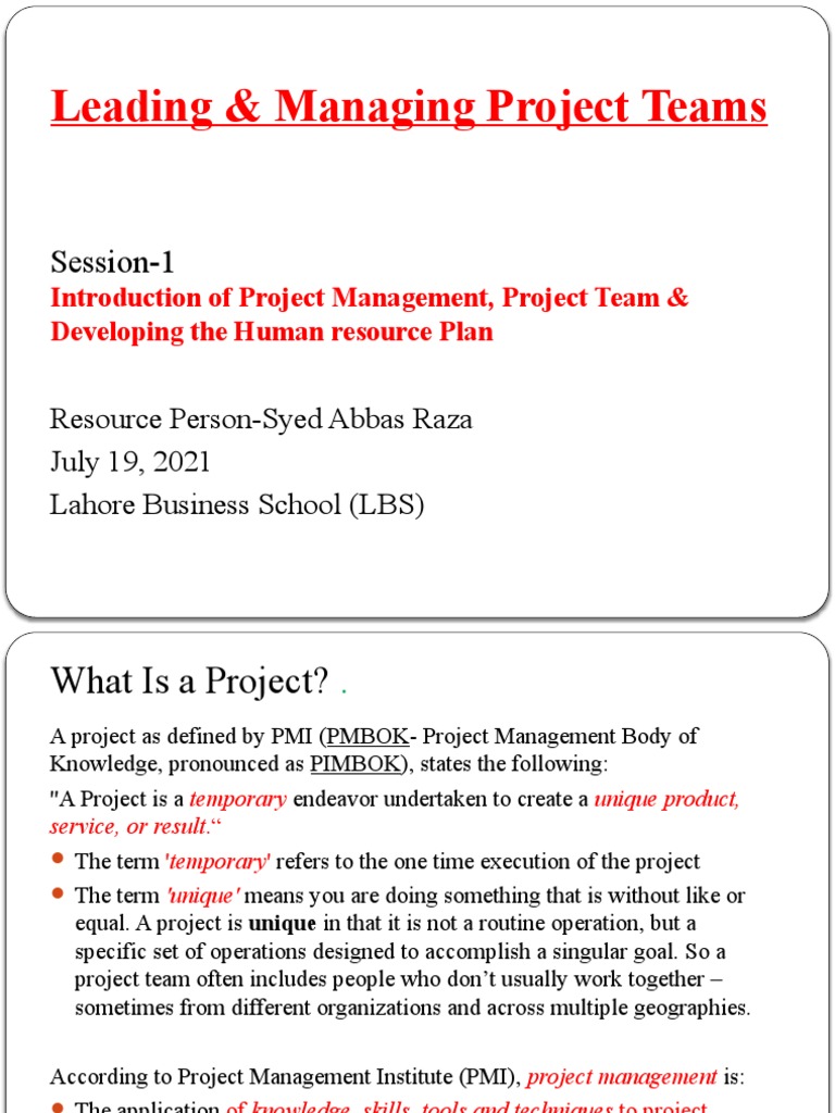 Leading and Managing Project Teams | PDF | Project Management | Human ...