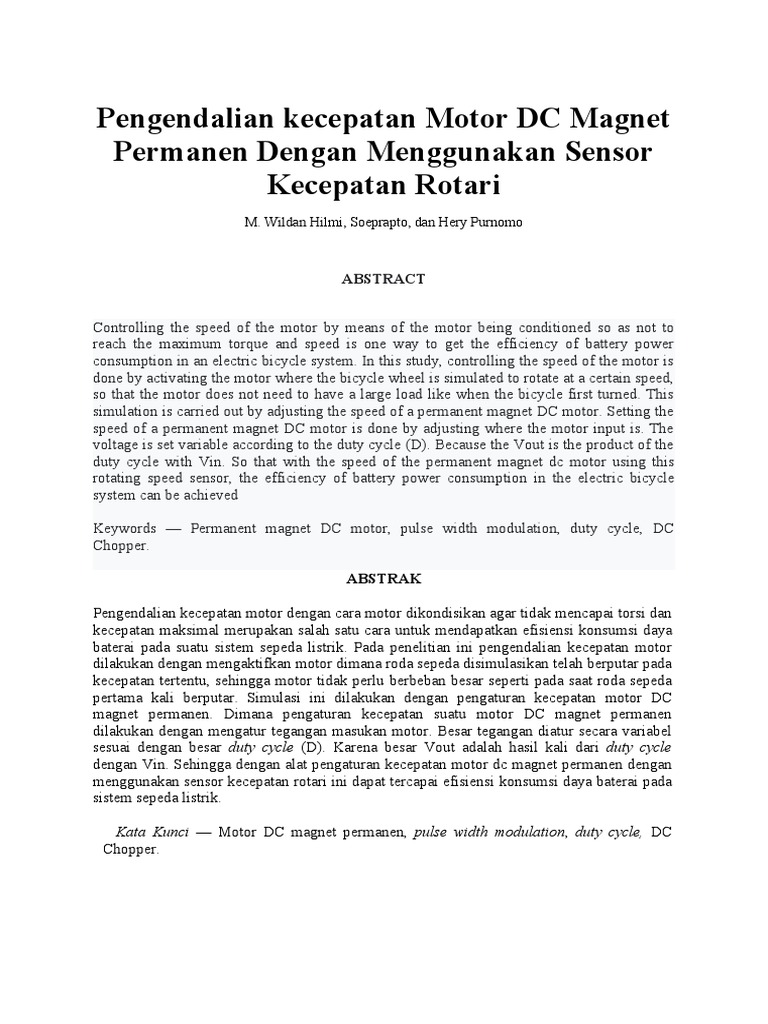 Pengendalian Kecepatan Motor DC Magnet Permanen Dengan Menggunakan ...