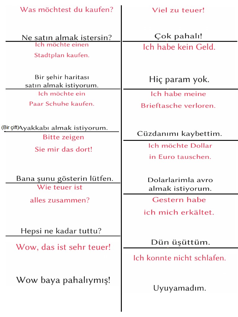 Almanca Önemli Cümleler - 8 | PDF