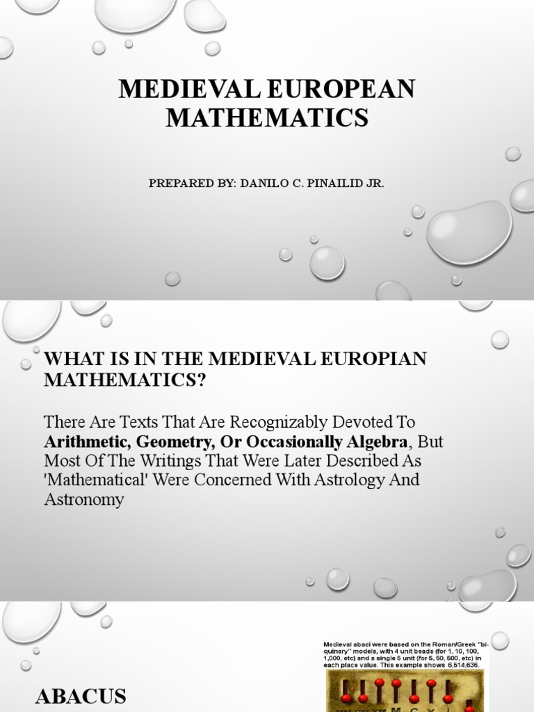 Medieval Mathematics PPT Report | PDF | Mathematics | Arithmetic