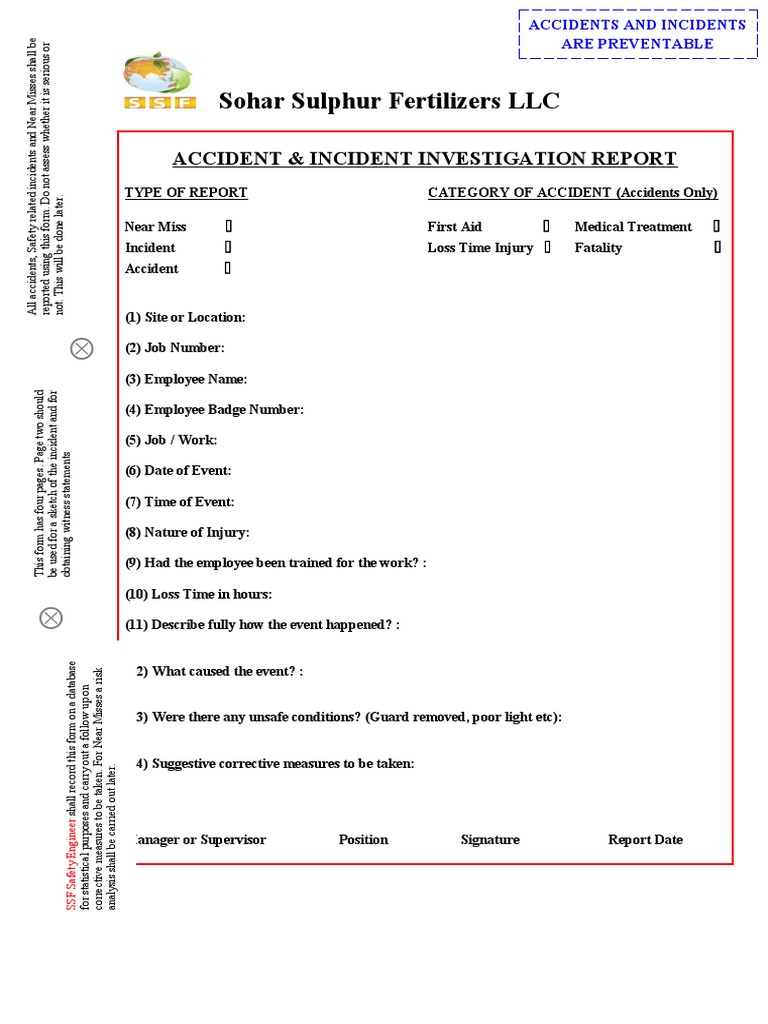 Sohar Sulphur Fertilizers LLC: Accident & Incident Investigation Report ...