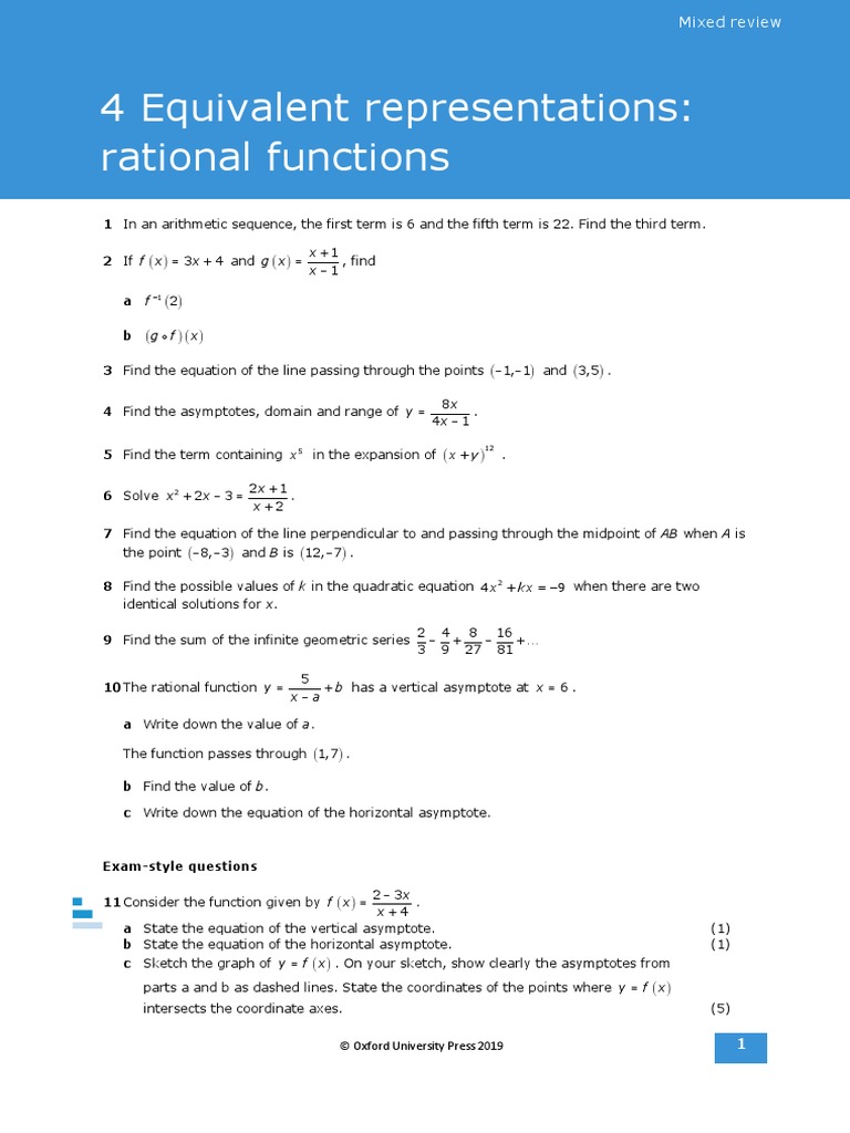 4 Equivalent Representations: Rational Functions: FX X X GX X F GFX ...