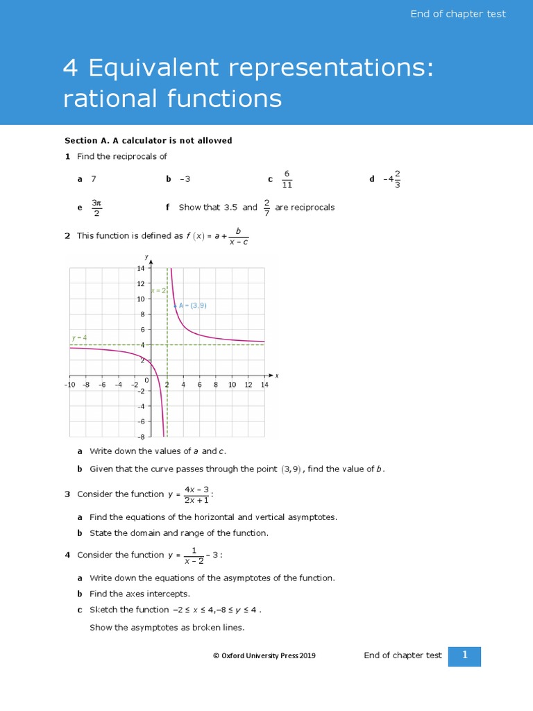 4 Equivalent Representations Rational Functions Pdf Asymptote Function Mathematics