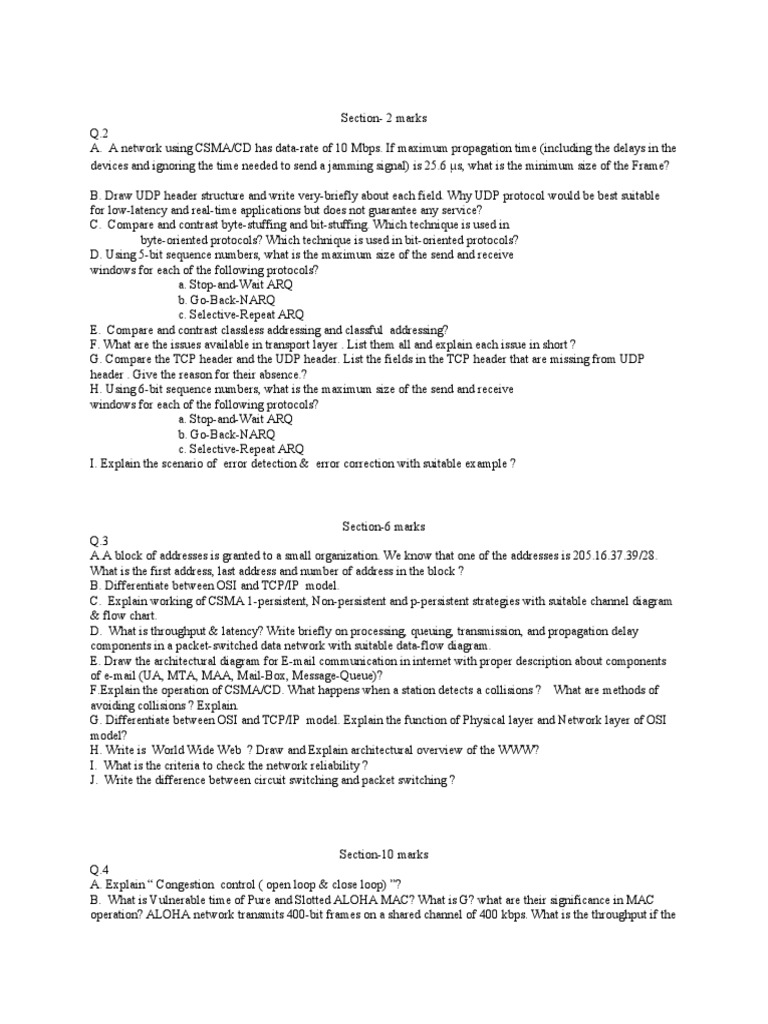 Possible Practice Set Acn | PDF | Computer Network | Transmission Control Protocol