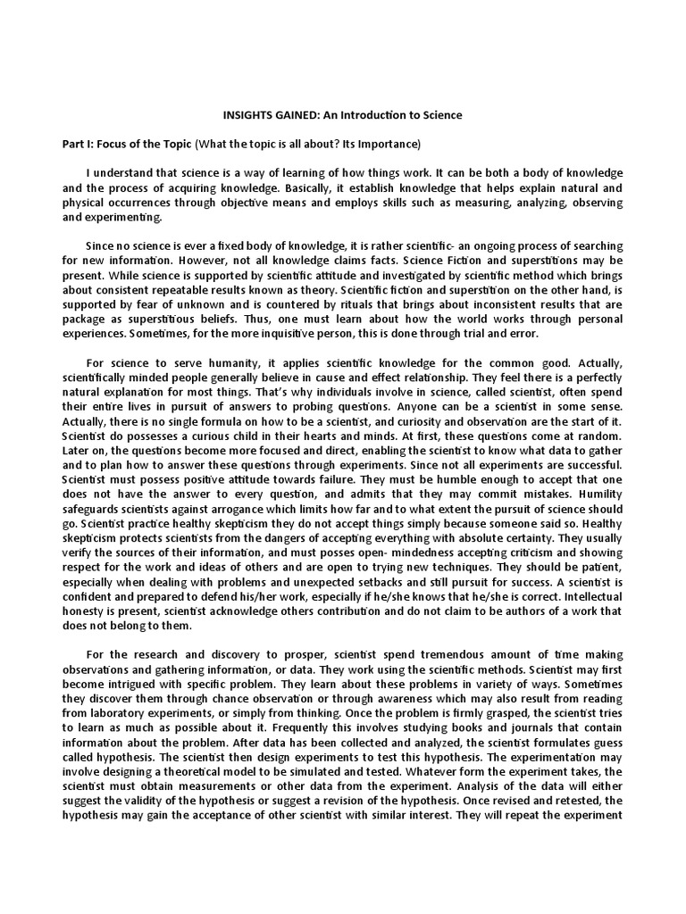 Introduction To Science | PDF | Science | Experiment
