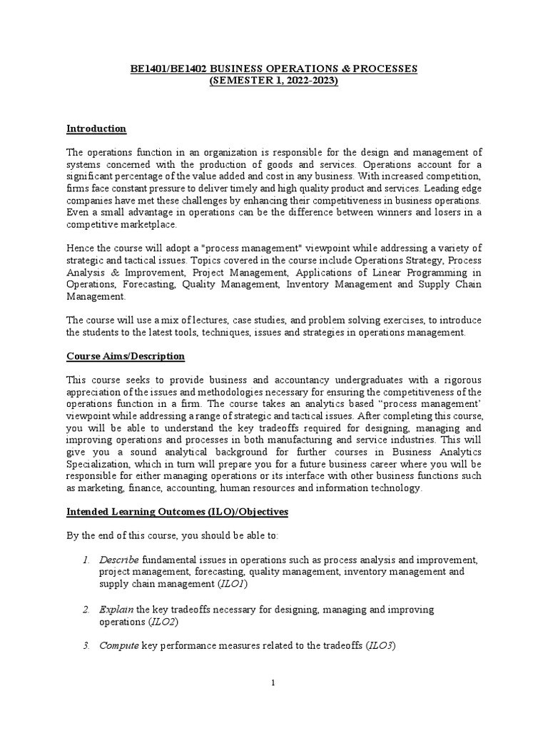 BE1401 Course Outline | PDF | Academic Dishonesty | Academic Integrity