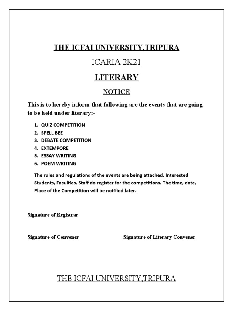 LITERARY Rules and Regulations 2021 | PDF