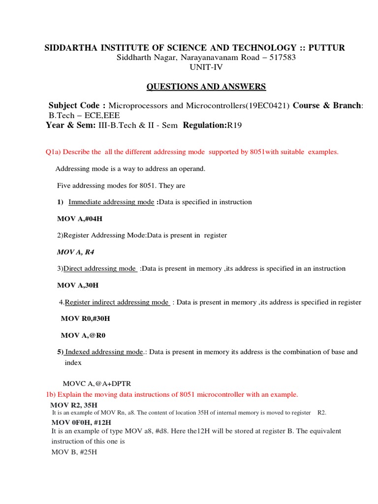 Bgk Mpmc Unit 4 Q And A Pdf Subroutine Pointer Computer Programming 