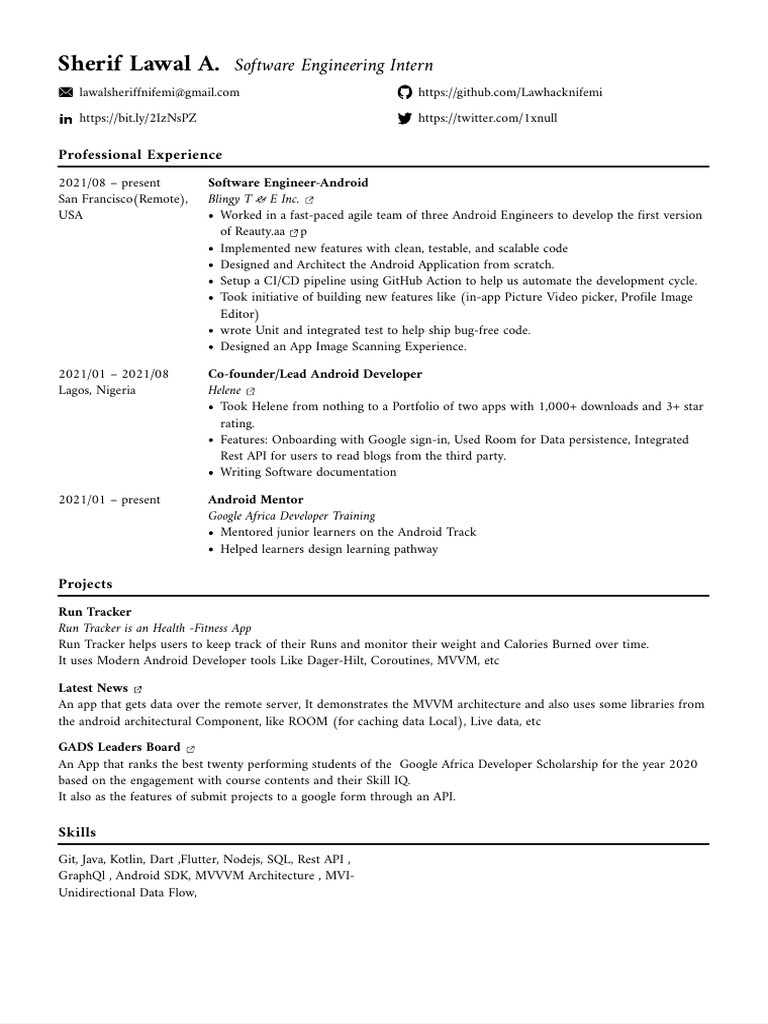 Sherif Lawal A.: Software Engineering Intern | PDF | Android (Operating ... Sherif Lawal A.: Software Engineering Intern | PDF | Android (Operating ...