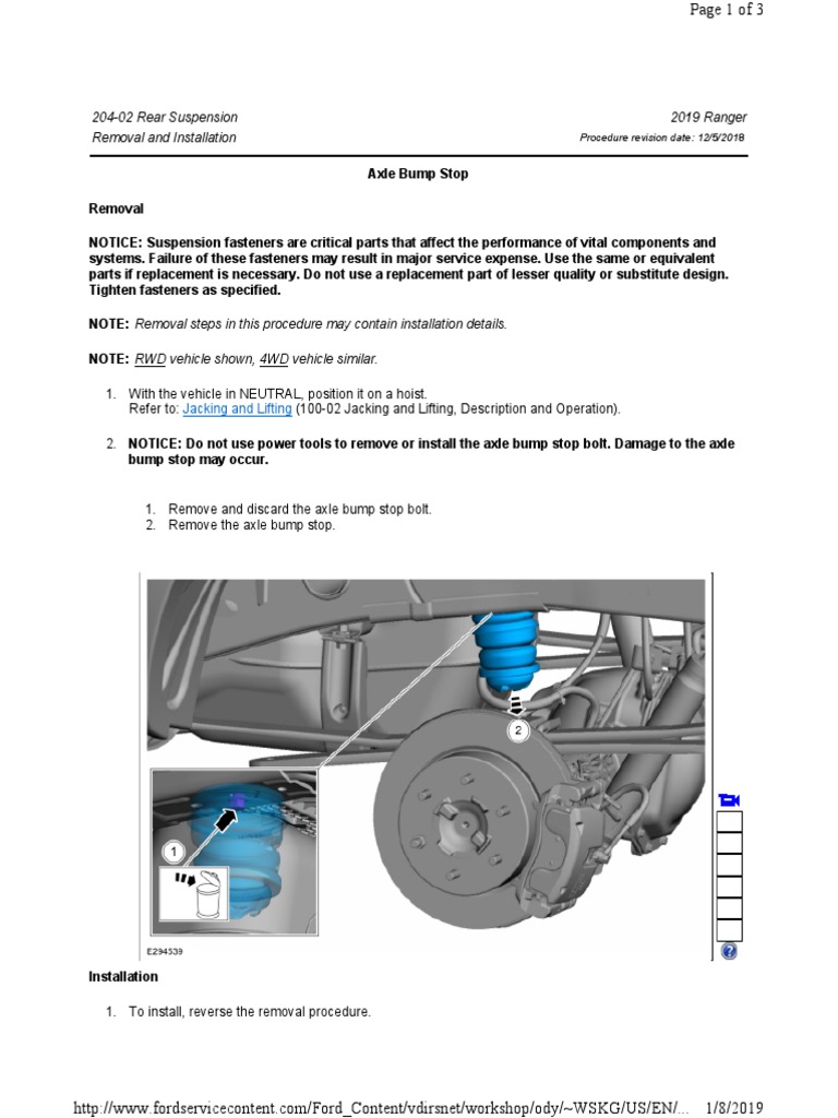 204-02 Rear Suspension - Removal and Installation - Axle Bump Stop | PDF