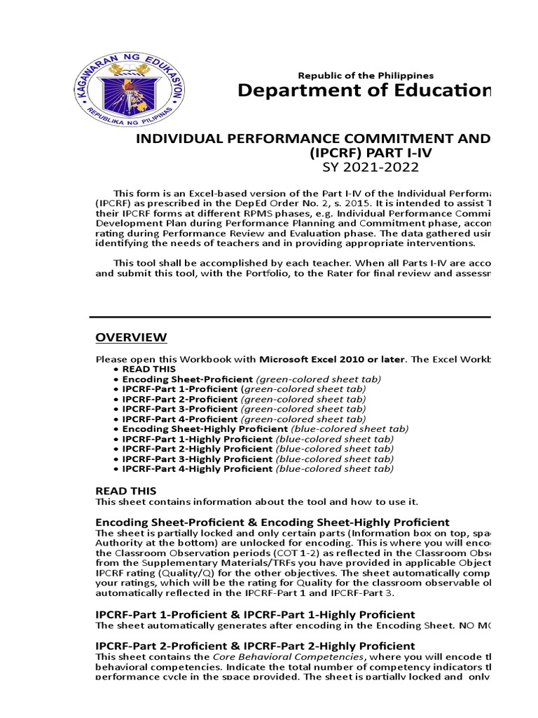 Department of Education: Individual Performance Commitment and Review ...