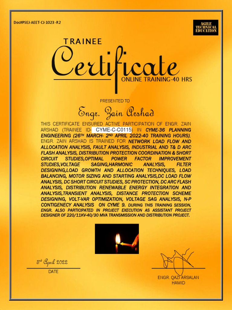 AE0092 Certificate Zain Arshad | PDF