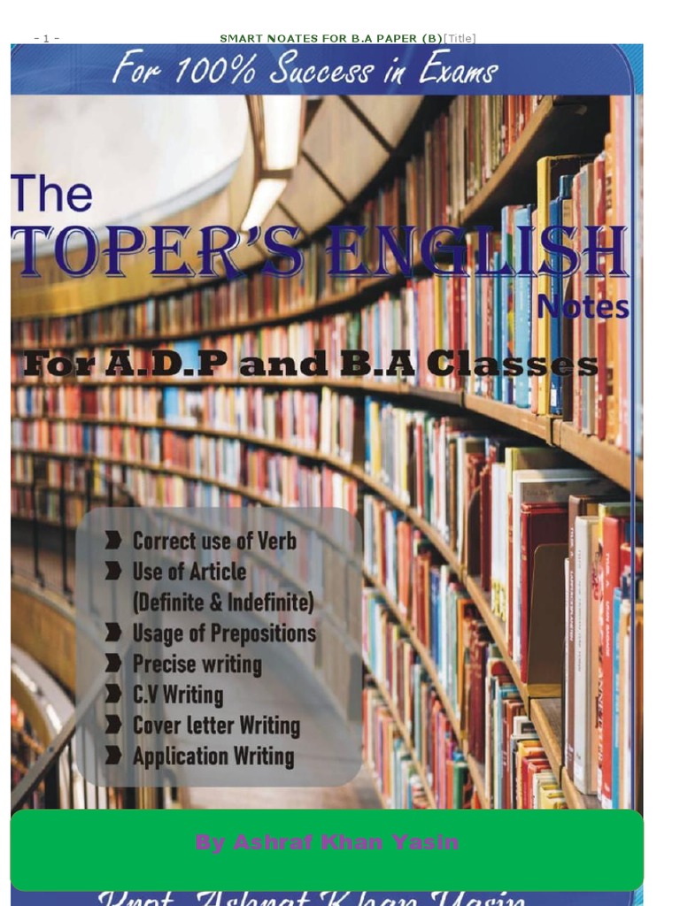 Toper's English Notes for B.A. Students | PDF | Grammatical Number | Plural
