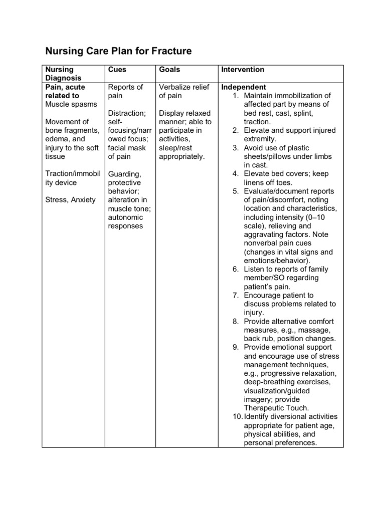 Nursing Care Plan for Fracture PN303 | Pain | Clinical Medicine