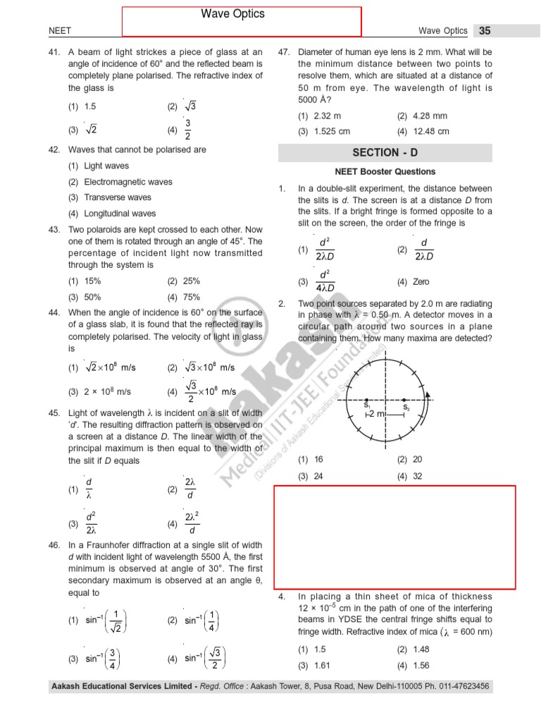 Wave Optics | PDF | Diffraction | Wavelength