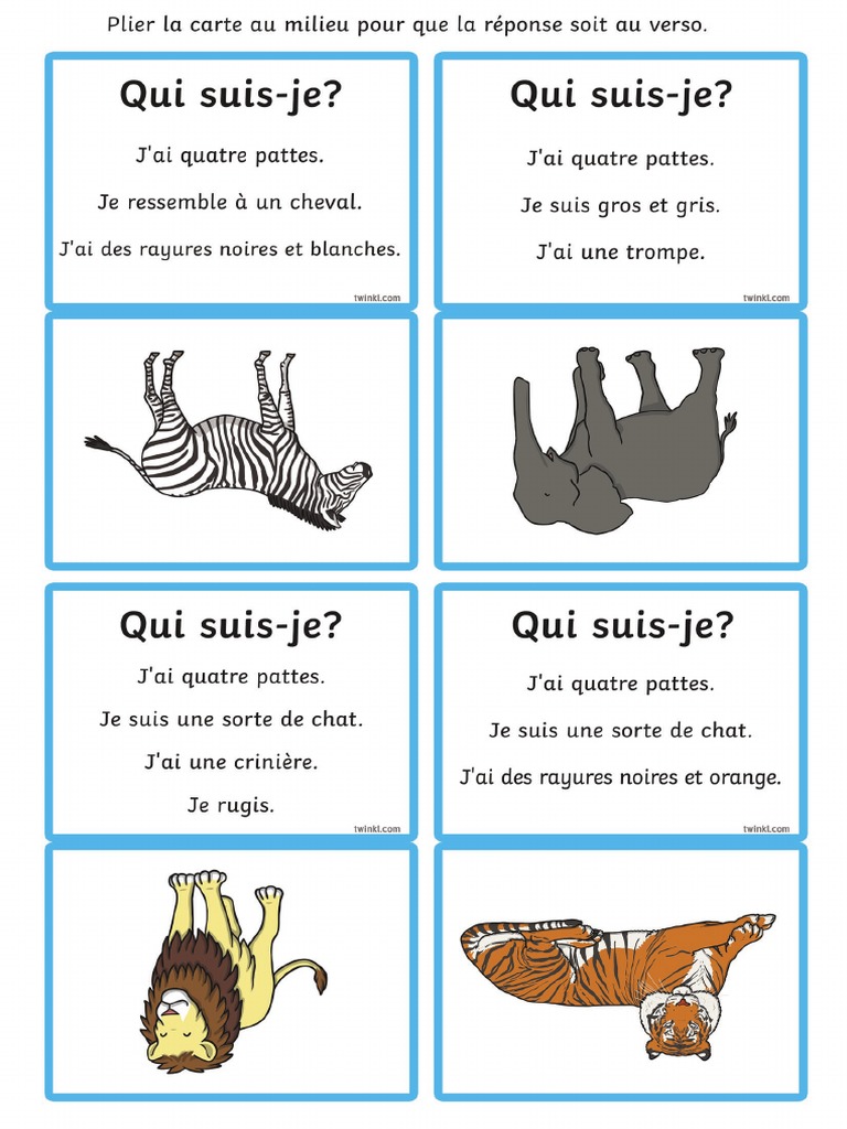FR T 005 Jeu de Devinettes Les Animaux Sauvages Qui Suisje - Ver - 1 | PDF
