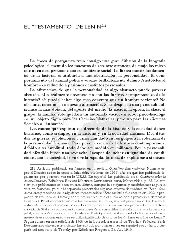 Lenin (Compilación) - El Testamento de Lenin | PDF | Vladimir Lenin ...