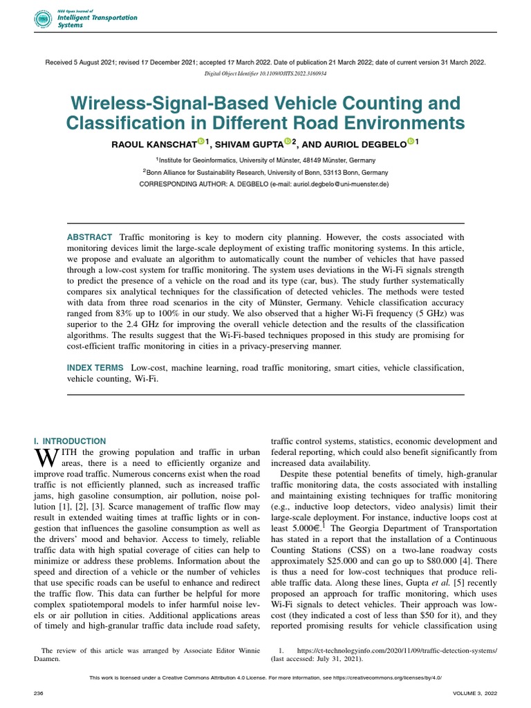 Wireless Signal Based Vehicle Counting And Classification In Different